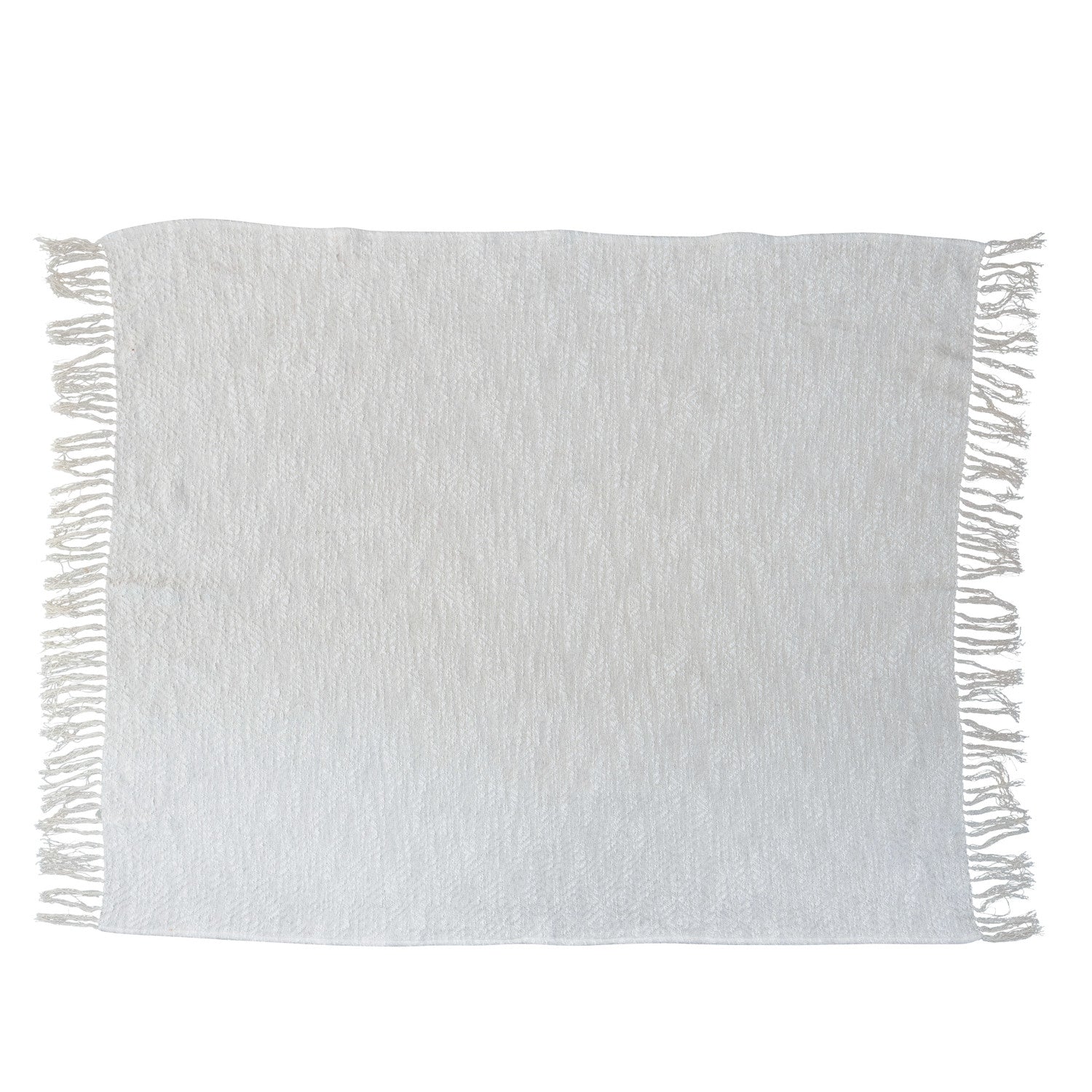 Cotton Throw w/ Silver Metallic Thread & Fringe - Greenhouse Home