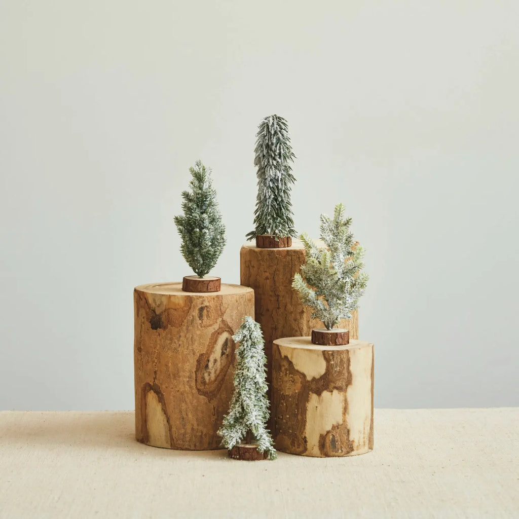 Faux Evergreen Tree w/ Wood Base - Greenhouse Home