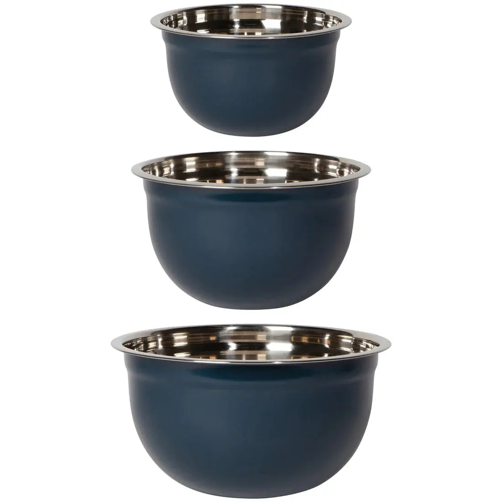Matte Steel Nesting Mixing Bowls, Set of 3 - White - Greenhouse Home