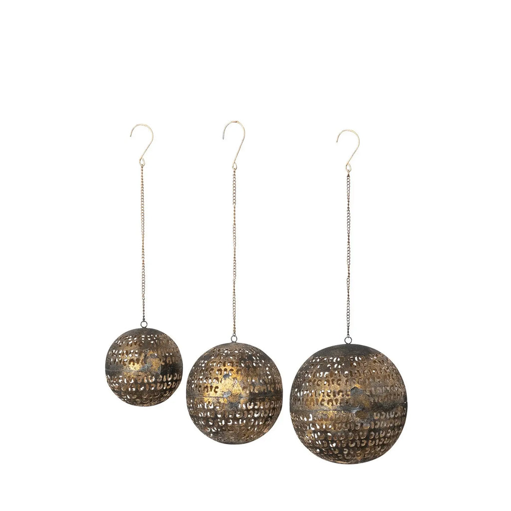 Metal Opening Ball Ornament with Closures & Cut-Outs - 5" Round ...