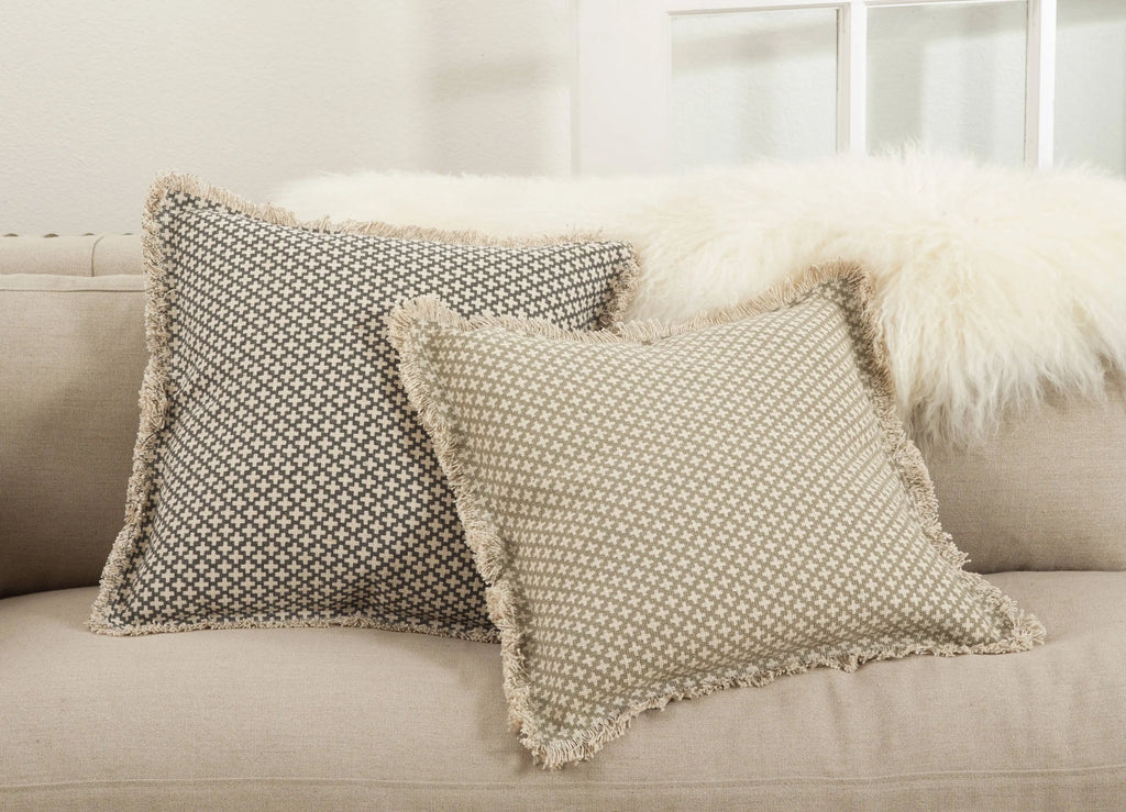 Moroccan Down Filled Tile Pillow, Slate - Greenhouse Home