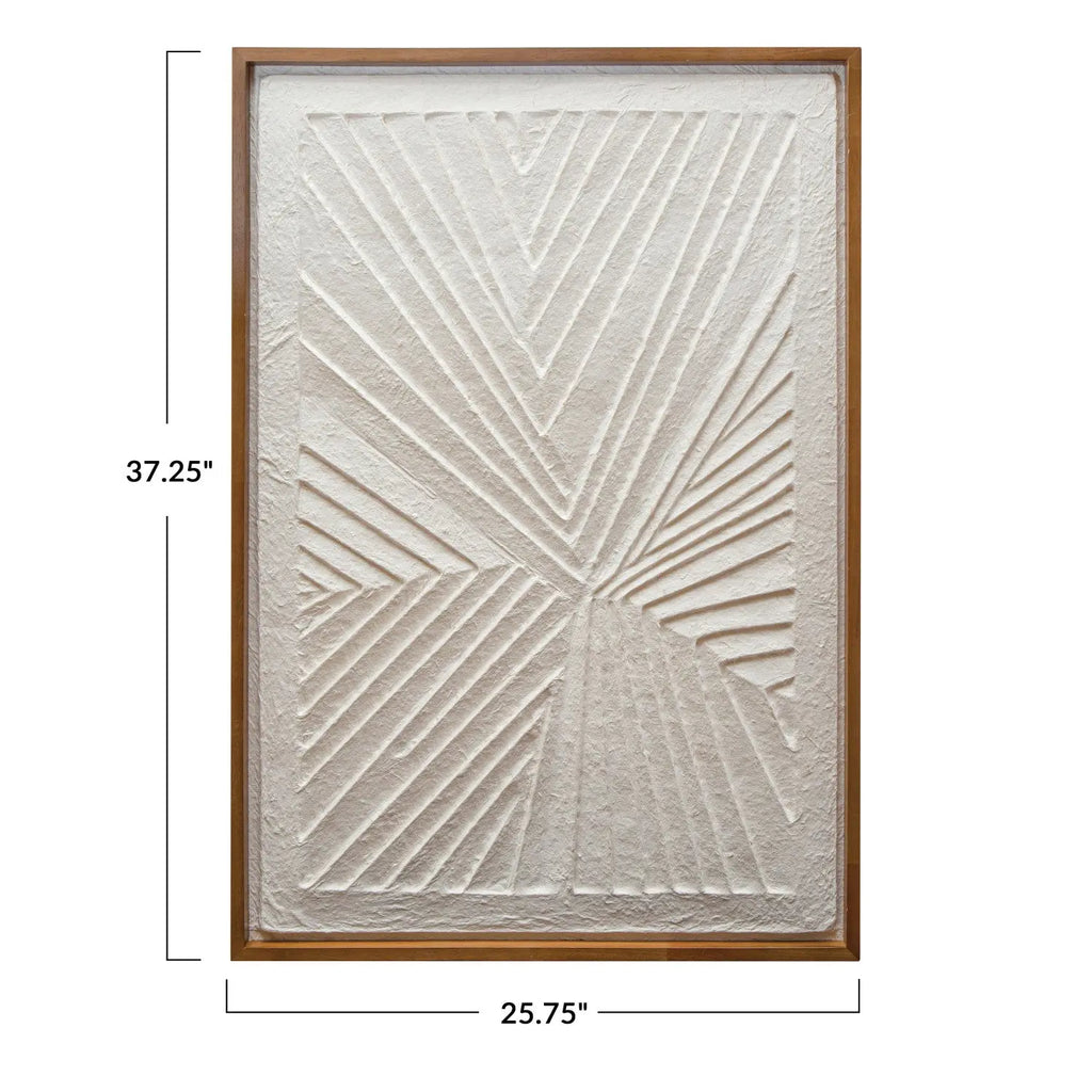 Oak Wood Framed Embossed Handmade Paper Wall Décor - Greenhouse Home