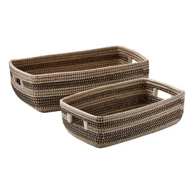 Seagrass Stripe Black and Natural Basket - Small - Greenhouse Home